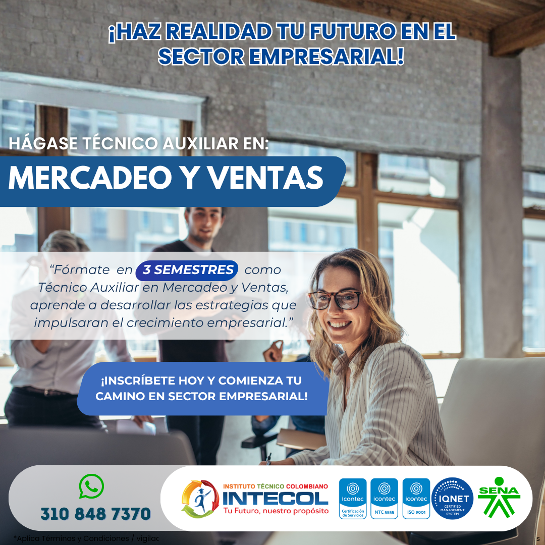 Auxiliar En Mercadeo y Ventas - Intecol